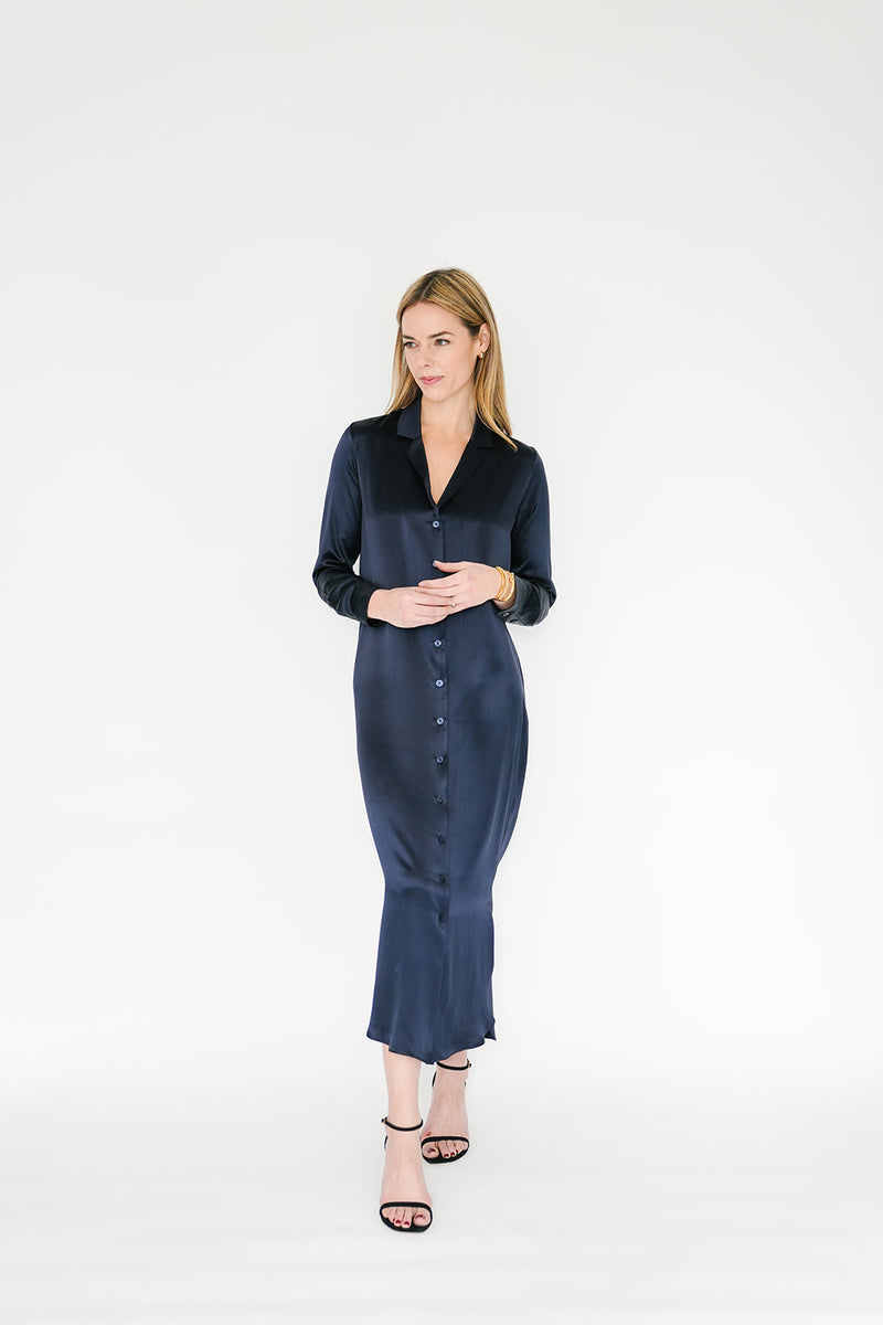 Serena Dress in Polished Navy – CCH Collection